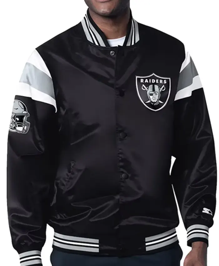 Las Vegas Raiders Black Satin Midweight Jacket - 🌟 Exclusive Offer ...